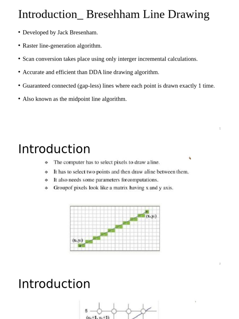 Lecture 2 - 2 Bresenham Line Drawing Algorithm | PDF