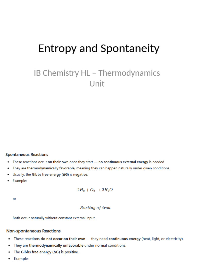Entropy and Spontaneity in Thermodynamics | PDF | Gibbs Free Energy ...
