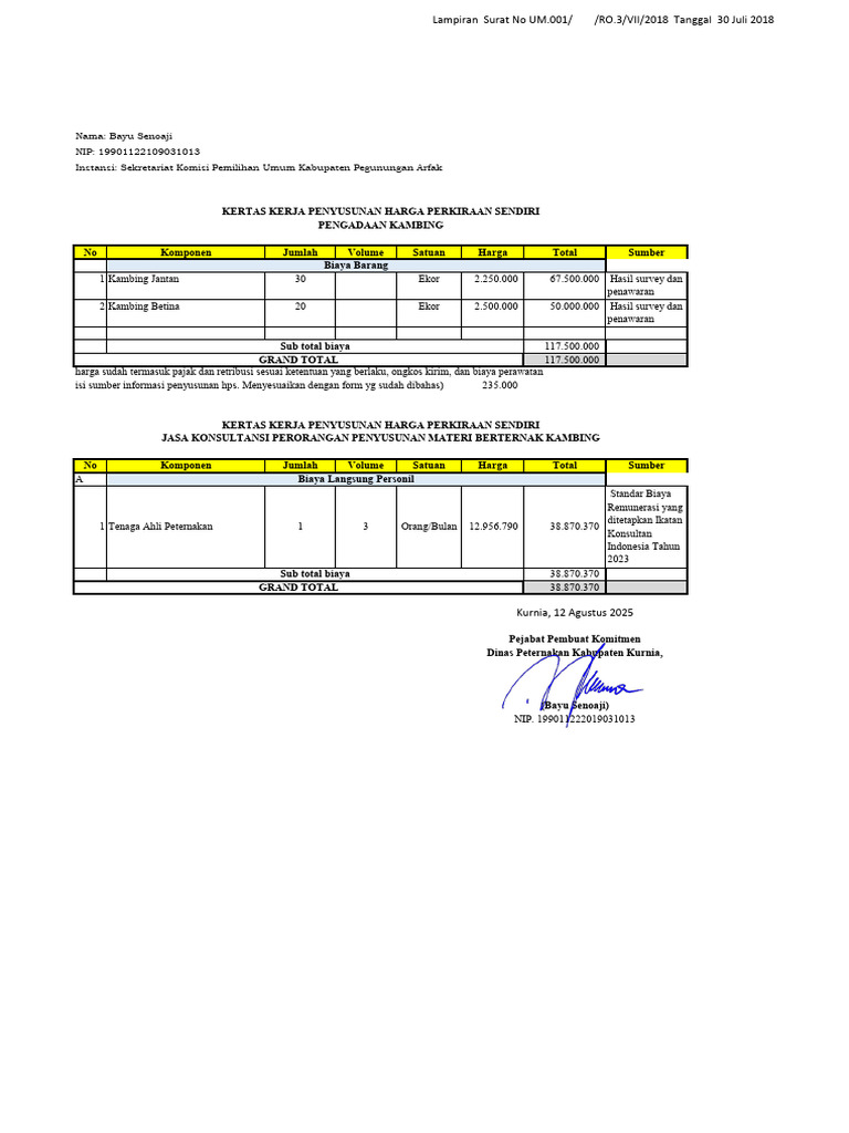Bayu Senoaji - Lampiran 04 - Form Harga Perkiraan Sendiri (HPS ...