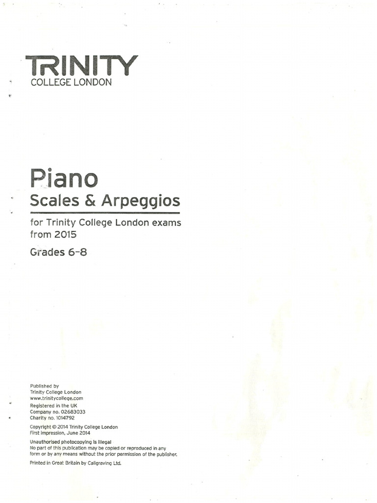 Trinity Piano Scales & Arpeggios Grade 6-8 | PDF