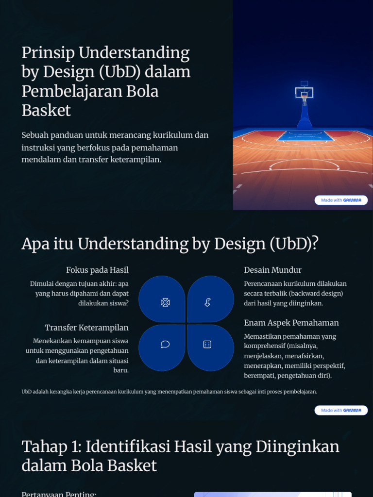 Prinsip Understanding by Design UbD Dalam Pembelajaran Bola Basket | PDF