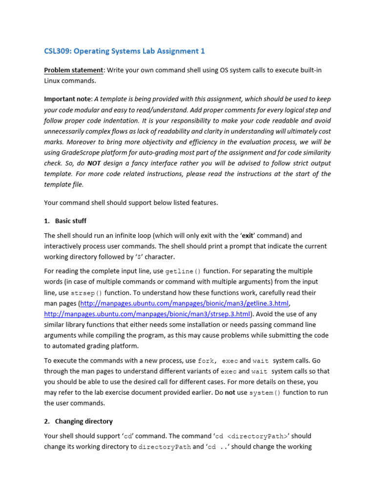 Assignment 1 Shell | PDF | Command Line Interface | Operating System
