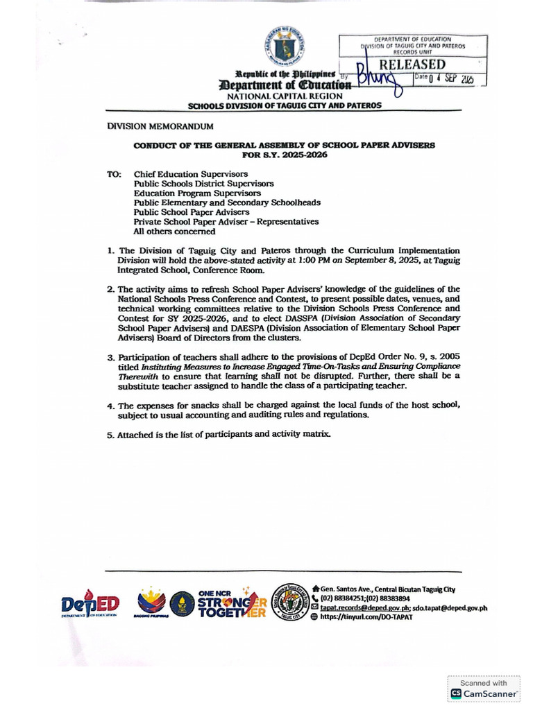 Division Memorandum No. 473 Journ Meeting 09-08-2025 | PDF