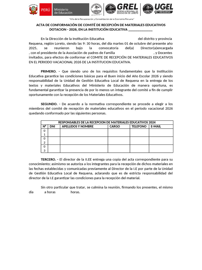 Acta de Conformacion Comite II - Ee. | PDF