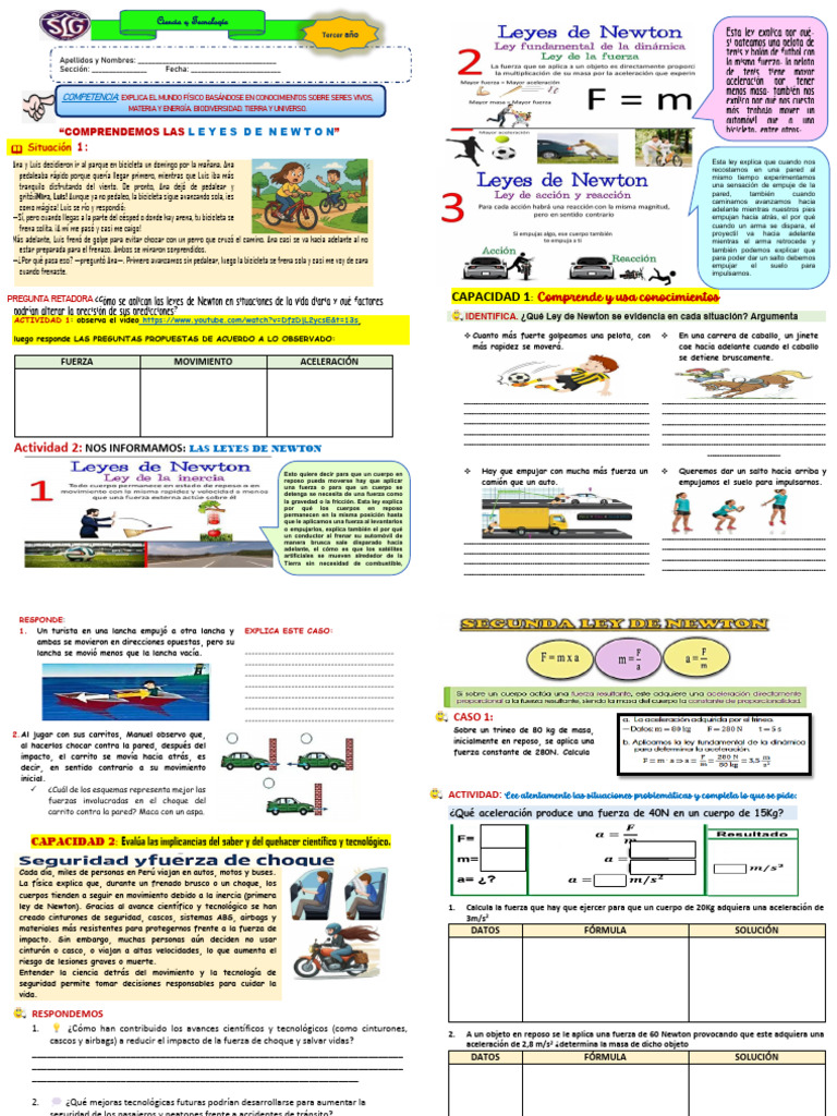Actividad Comprendemos Las Leyes de Newton | PDF | Fuerza | Las leyes ...