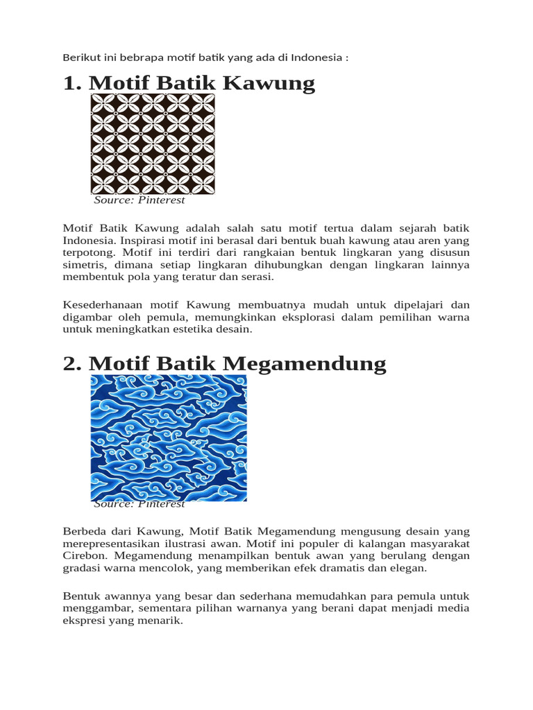 Motif Batik Populer di Indonesia | PDF