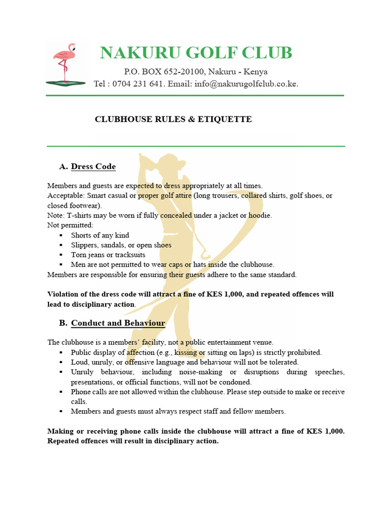 Clubhouse Rules and Etiquette | PDF