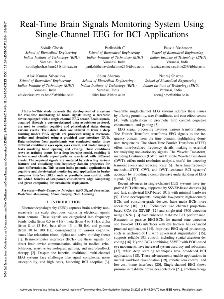 Real-Time Brain Signals Monitoring System Using Single-Channel EEG For ...
