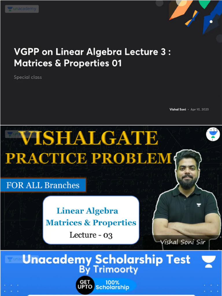 VGPP on Linear Algebra Lecture 3 Matrices Properties 01 No Anno | PDF