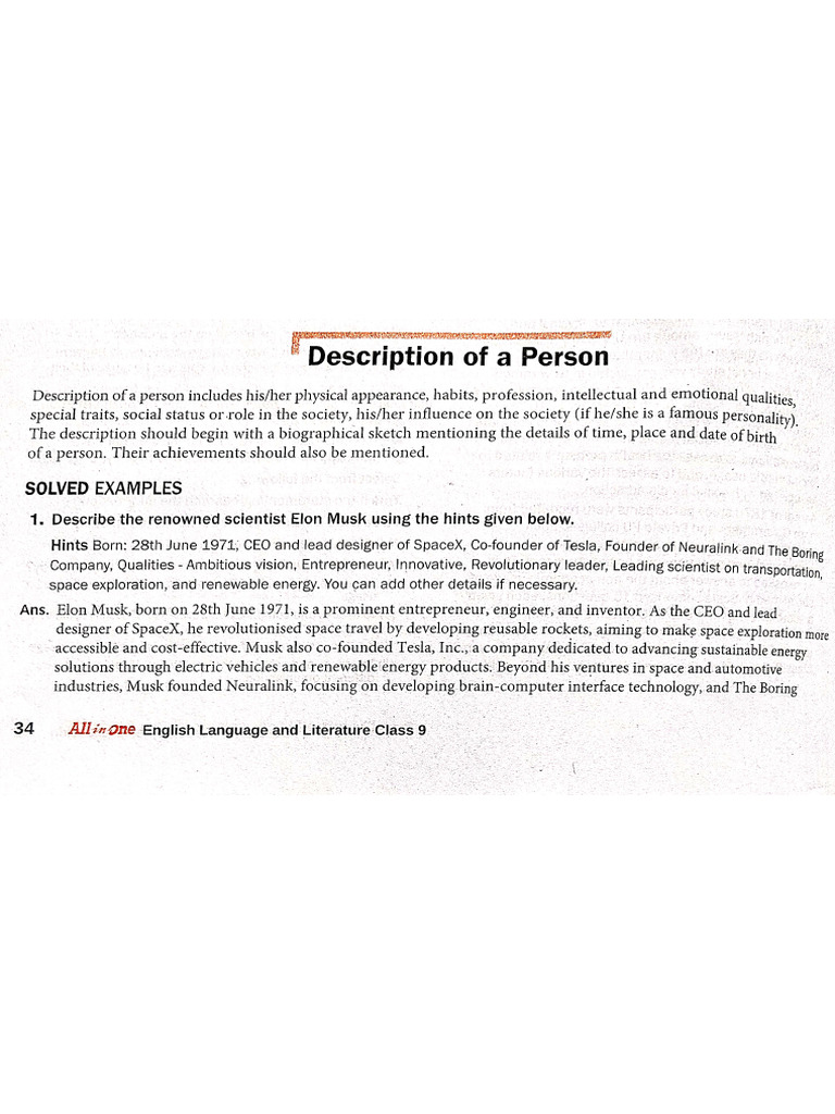 PART - 1 Solved Examples of Descriptive Paragraph, Diary Entry and ...