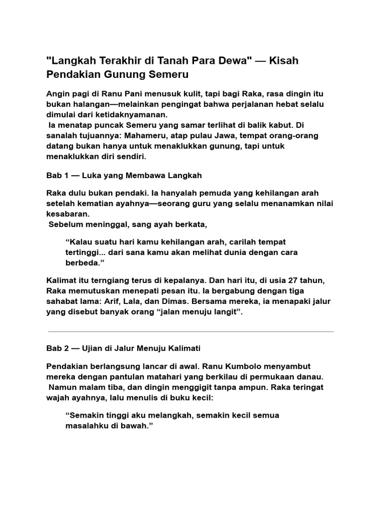 Langkah Terakhir Di Tanah para Dewa - Kisah Pendakian Gunung Semeru | PDF