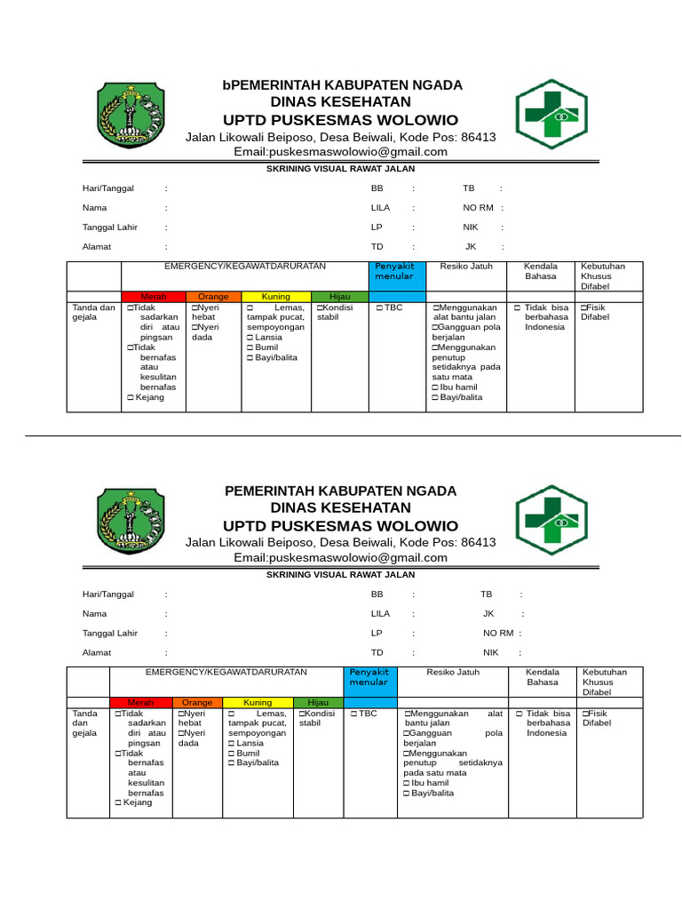 Skrining Visual Puskesmas Wolowio | PDF