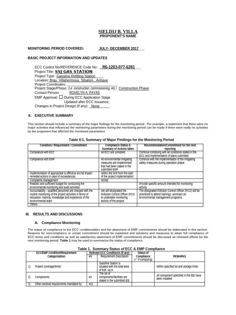 SSJ Gas Station Monitoring Report 2017 | PDF | Regulatory Compliance