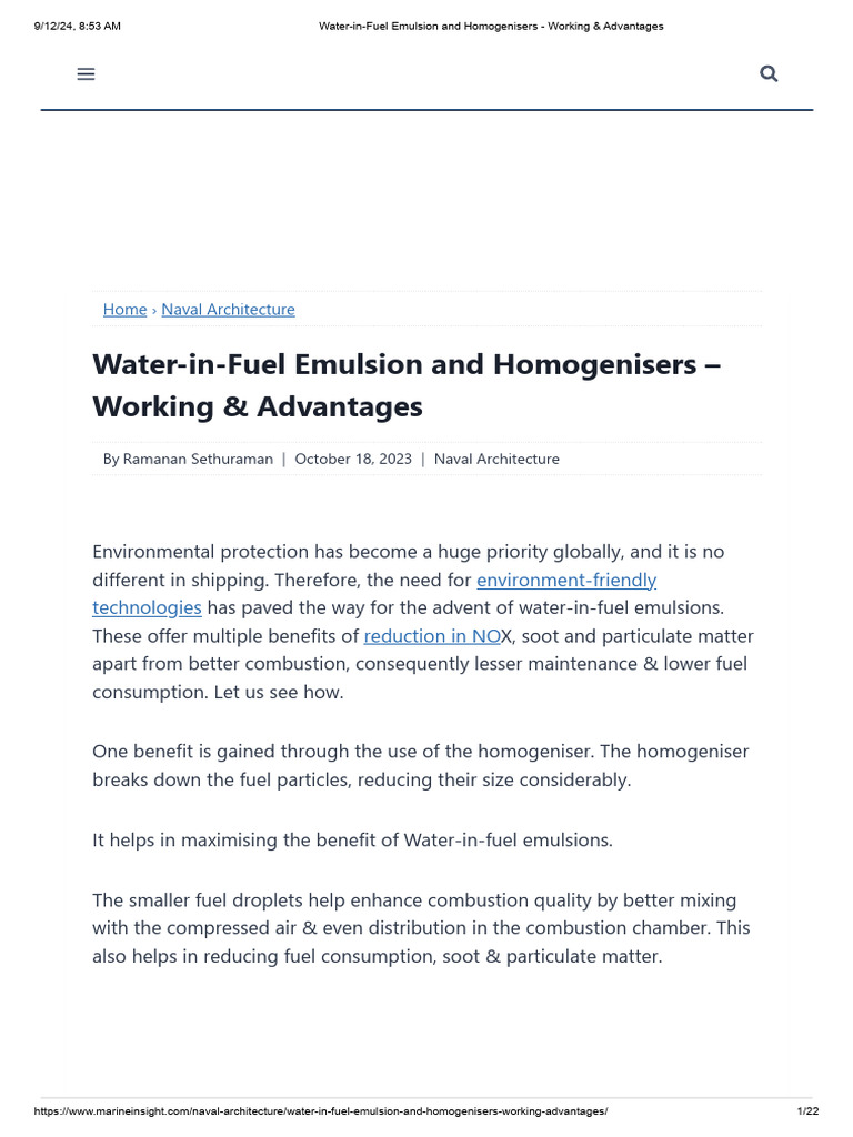 Water-in-Fuel Emulsions Explained | PDF | Emulsion | N Ox