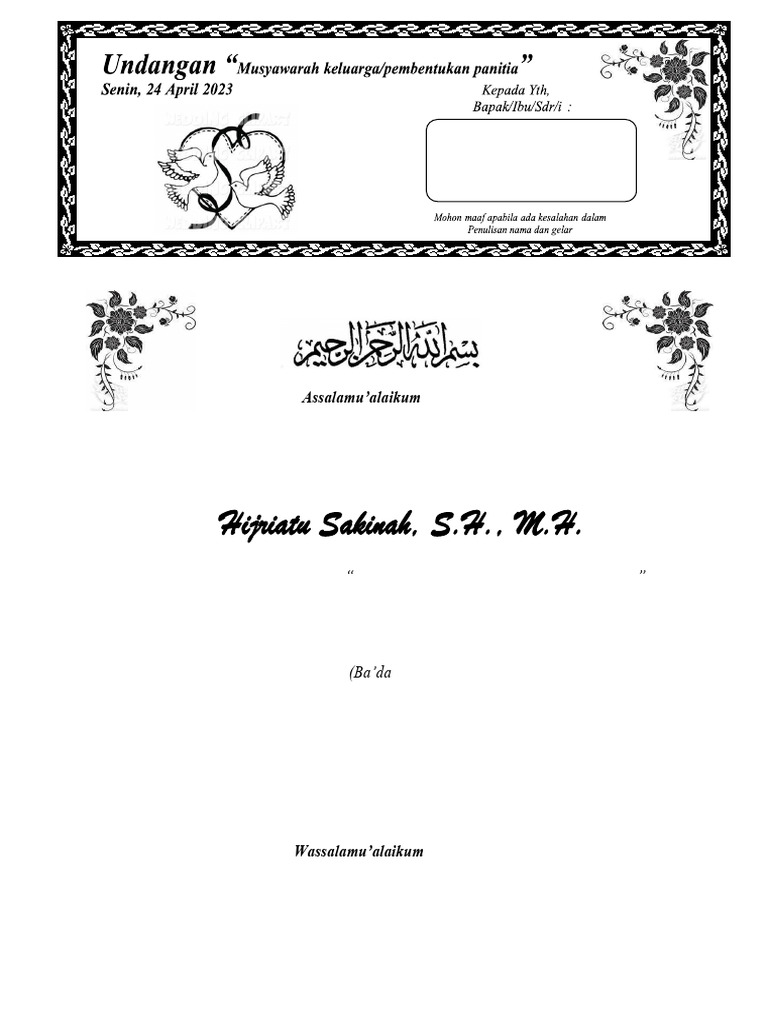 Undangan Musyawarah Keluarga Pernikahan | PDF