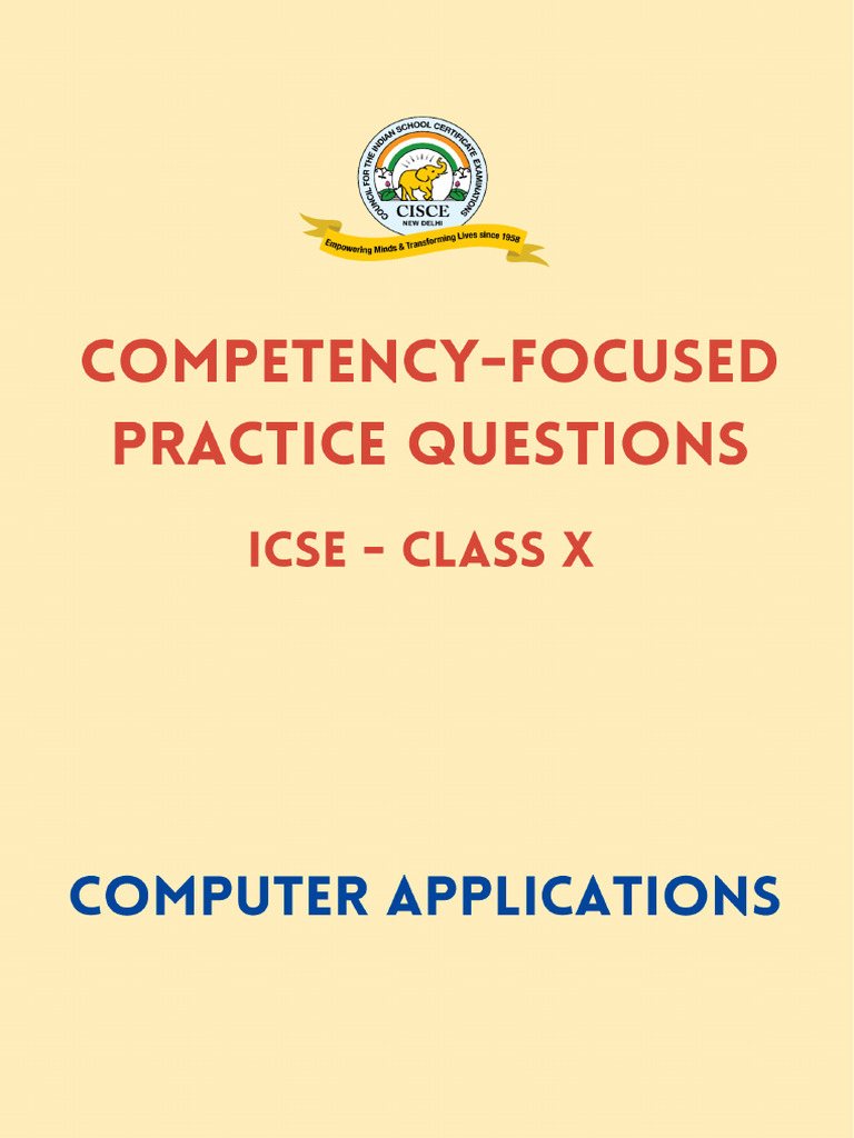 ICSE Class X Computer Applications MCQs | PDF | Integer (Computer Science) | String (Computer ...