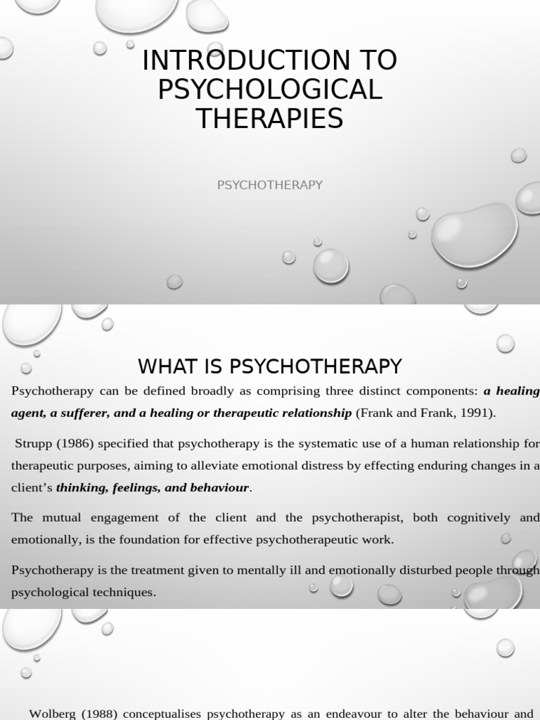 Introduction to psychological therapies Lecture | PDF | Psychotherapy ...