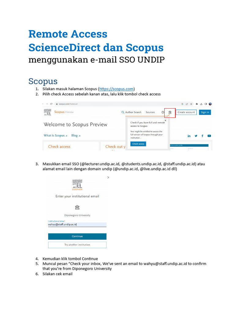Akses Remote Scopus dan ScienceDirect UNDIP | PDF