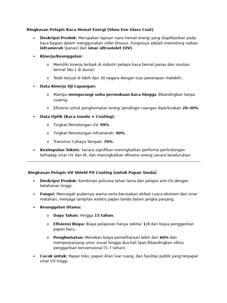 Pelapis Kaca Hemat Energi dan UV Shield | PDF
