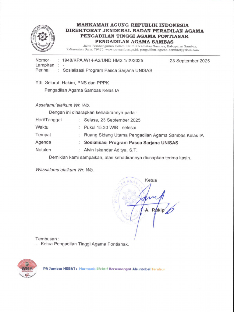 Sosialisasi Program Pasca Sarjana UNISAS | PDF