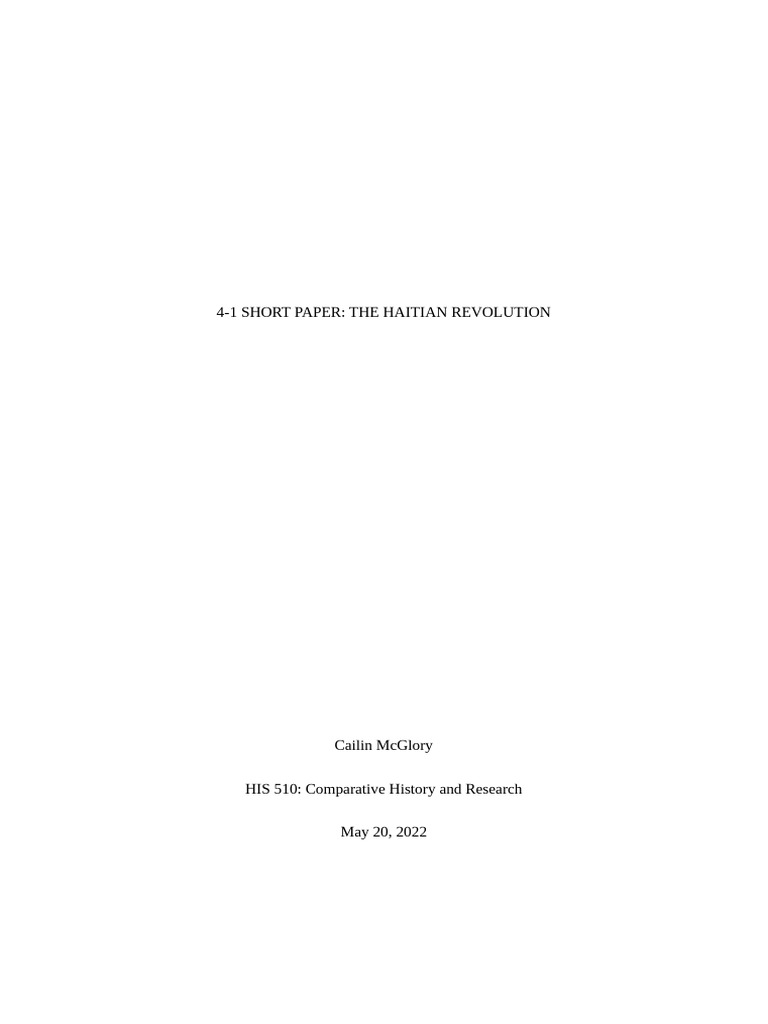 4-1 Short Paper - The Haitian Revolution | PDF | Haiti | Atlantic ...