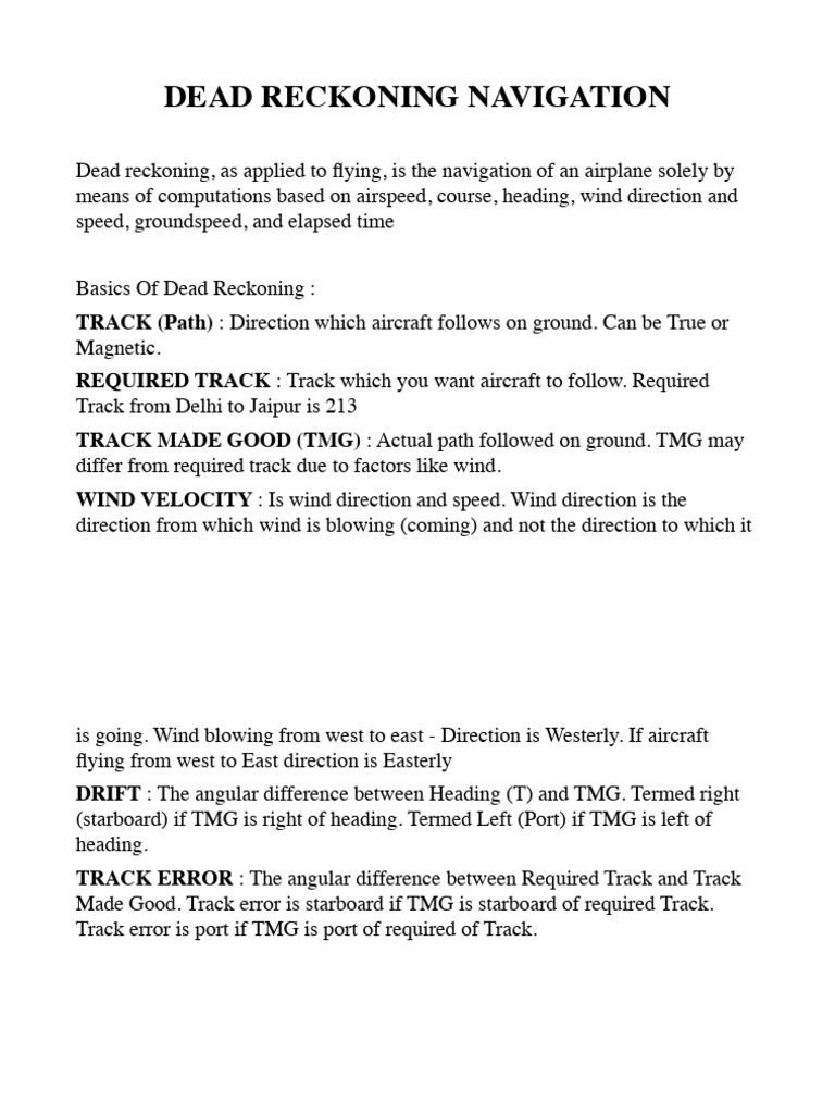 Understanding Dead Reckoning in Aviation | PDF
