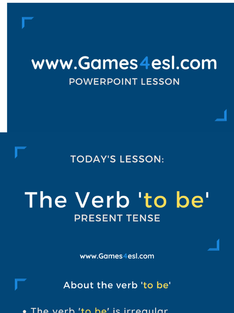 Be Verb Present Tense Form PowerPoint Lesson | PDF