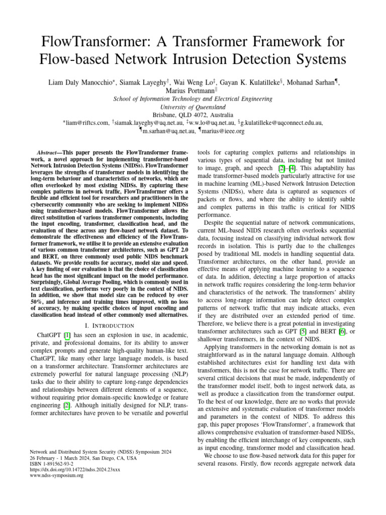 FlowTransformer: A Transformer Framework For Flow-Based Network Intrusion Detection Systems ...