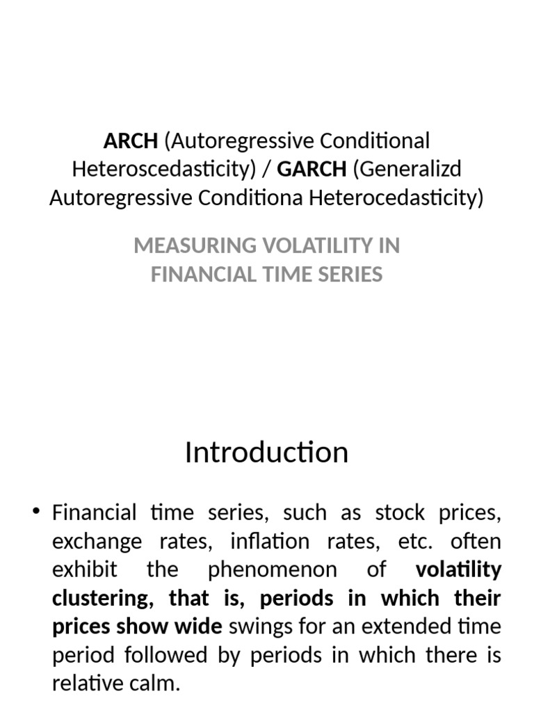ARCH (Autoregressive Conditional Heteroscedasticity) | PDF | Time ...