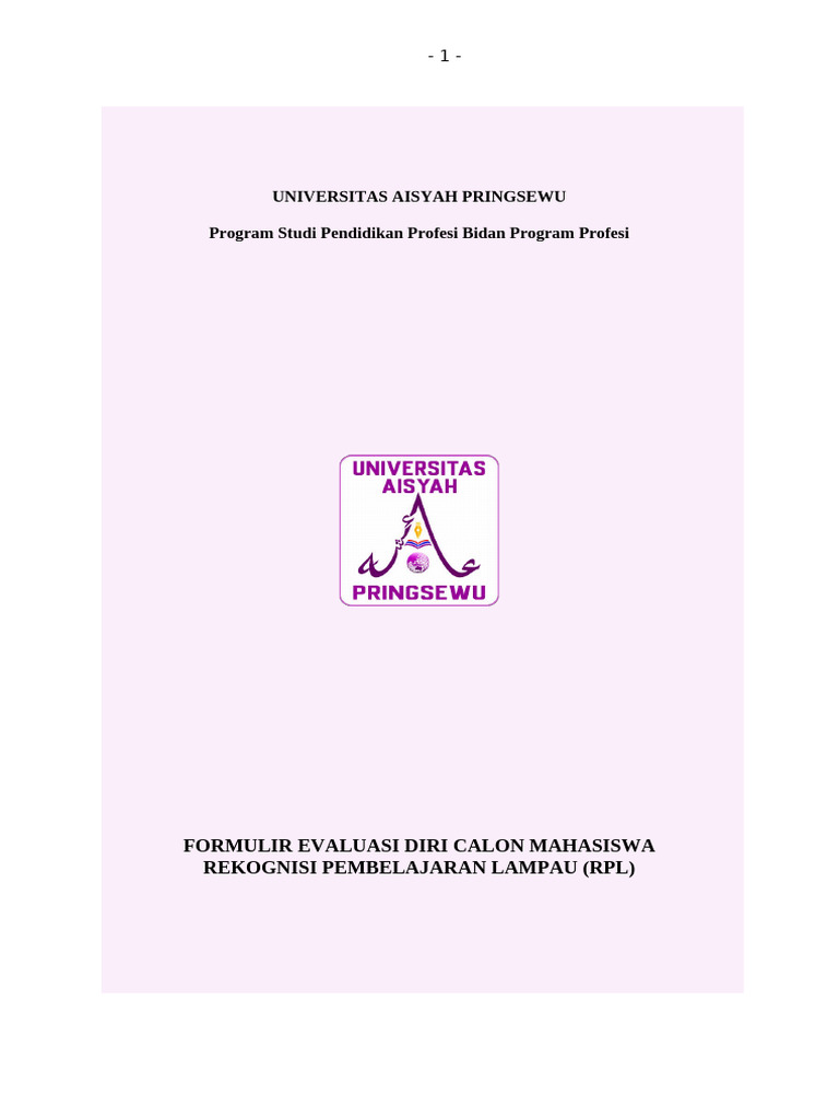 Formulir Evaluasi Diri RPL Tipe A (Form 3 f03) RPL 2 | PDF