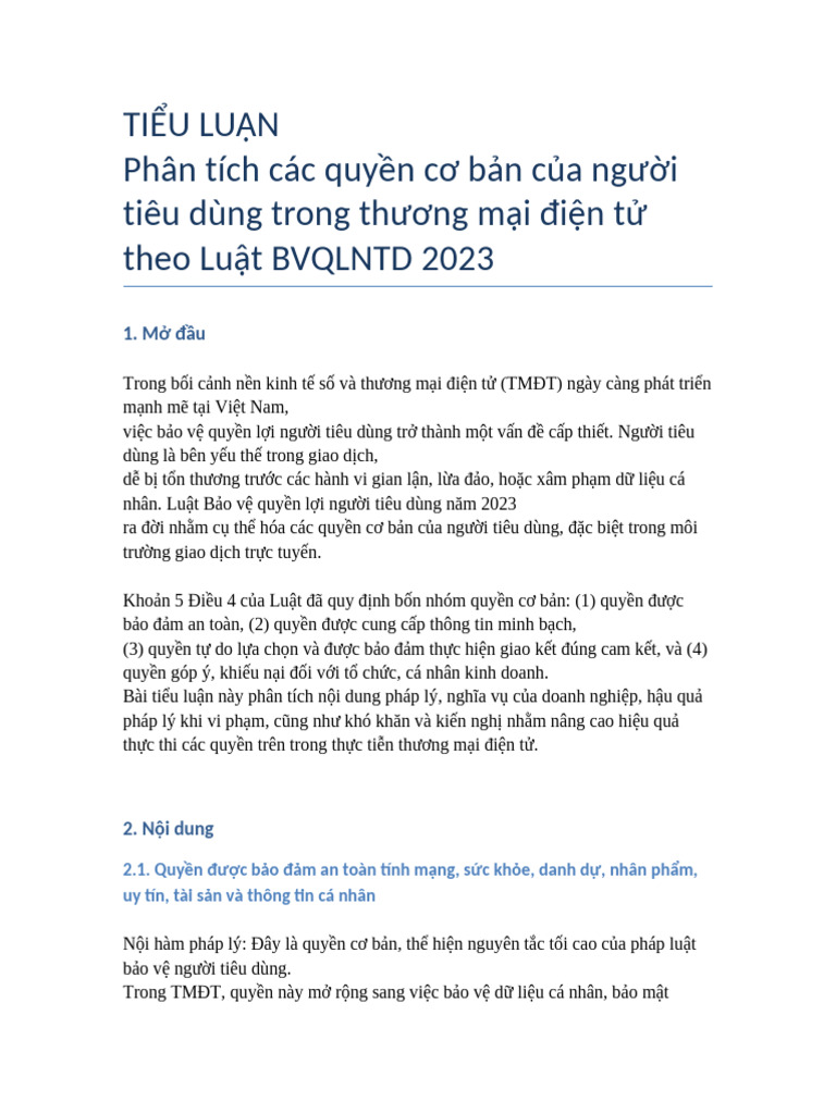 Tieu Luan Phan Tich Quyen NTD 2023 | PDF