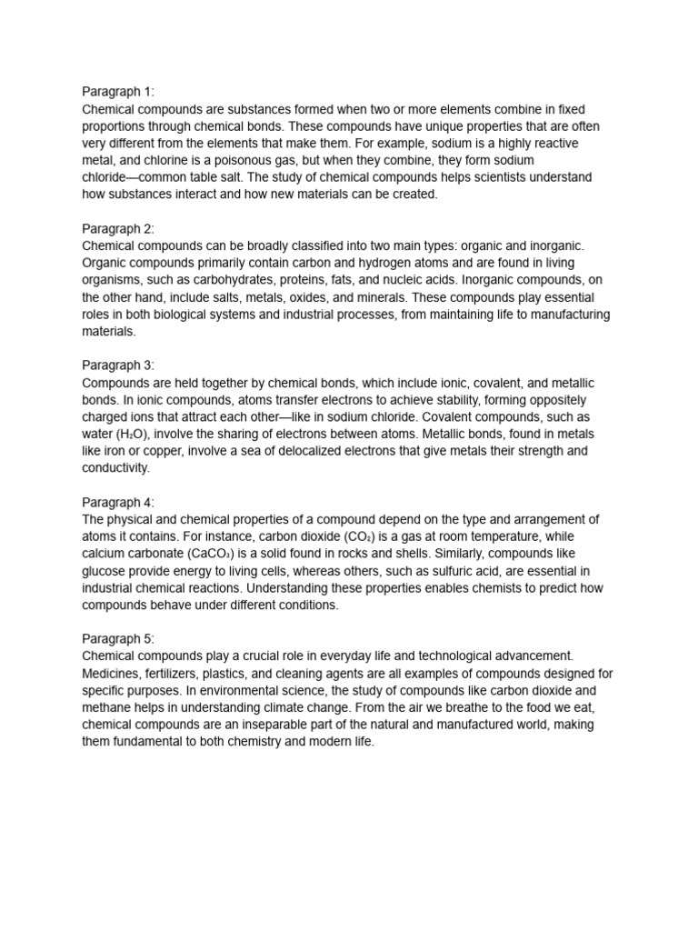 Understanding Chemical Compounds | PDF | Chemical Compounds | Chemistry