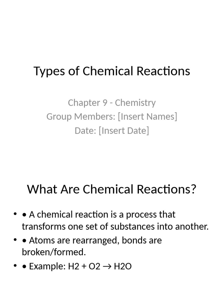 Chemical Reactions Chapter 9 Presentation 2 | PDF