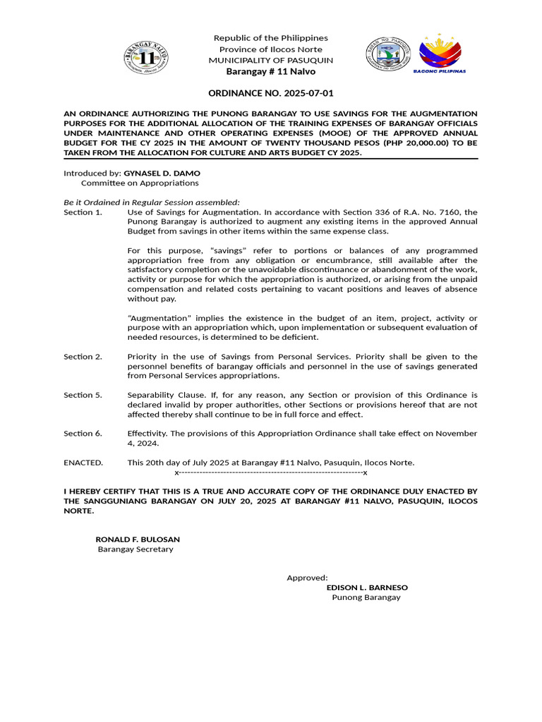 Ordinance For Augmentation NALVO | PDF | Government