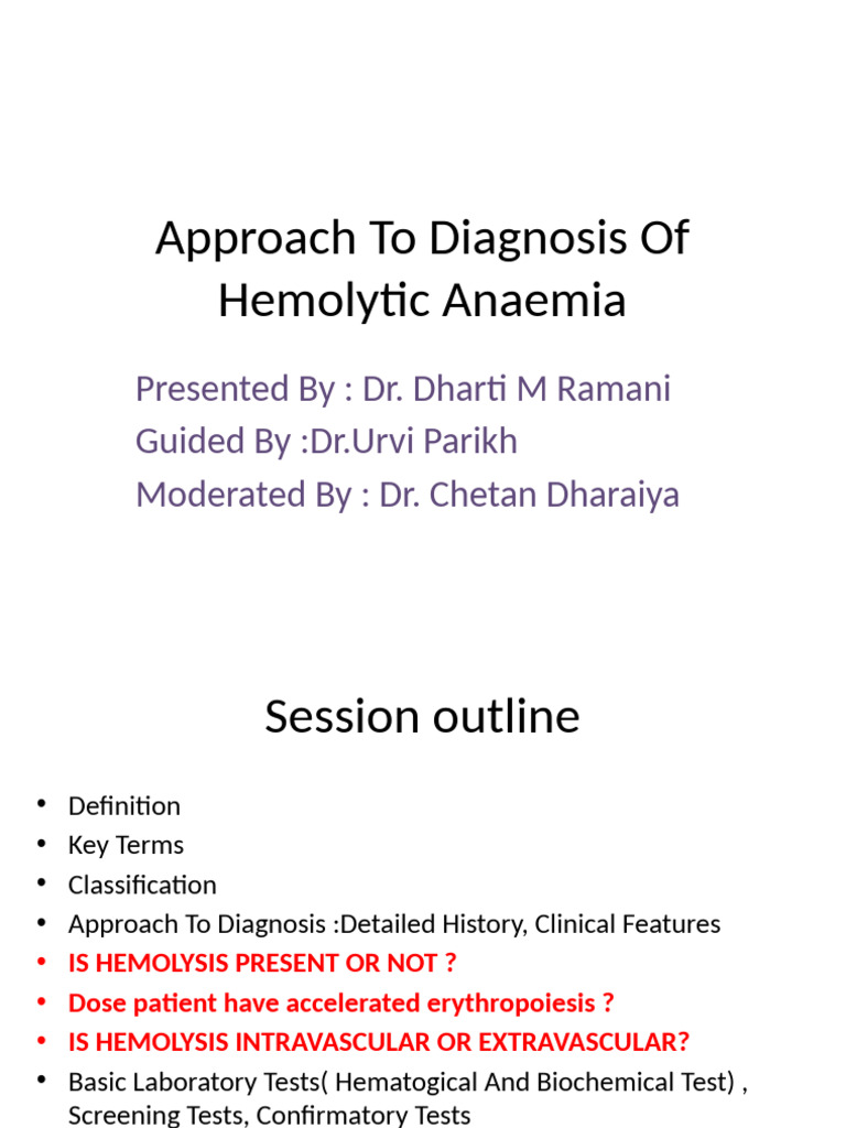 Diagnosis of Hemolytic Anemia Guide | PDF | Anemia | Red Blood Cell