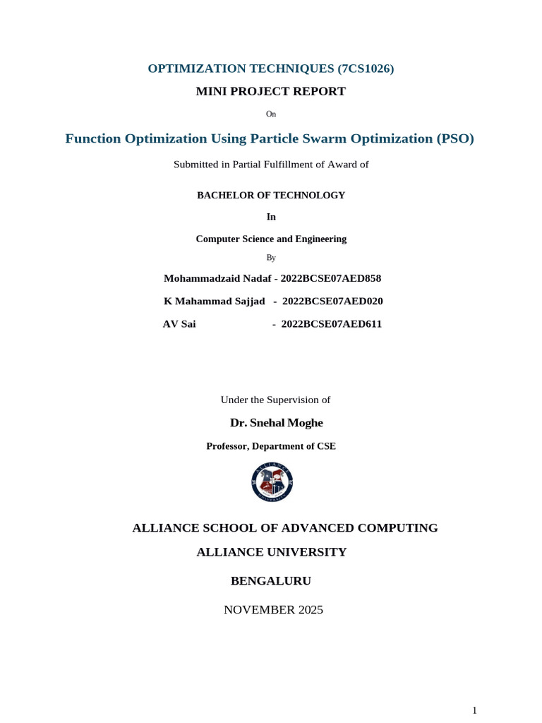 OPTIMIZATION TECHNIQUES - MiniProject ZAIDU FINAL | PDF | Mathematical Optimization | Cloud ...