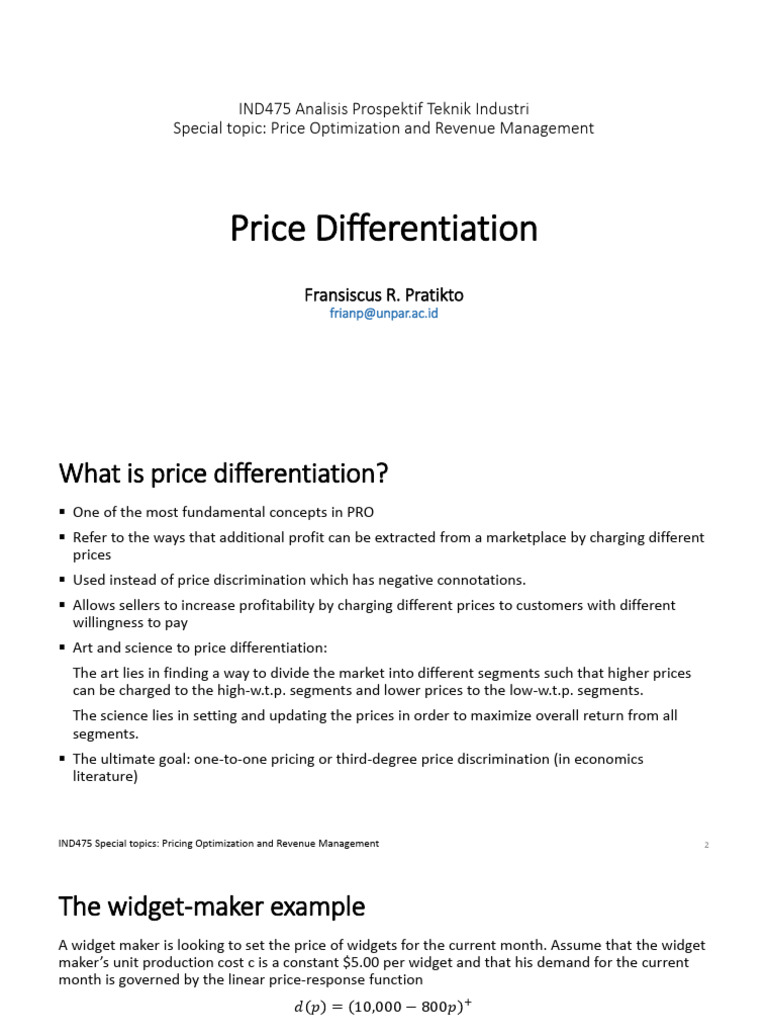 IND475-4 Price Differentiation | PDF | Price Discrimination | Pricing