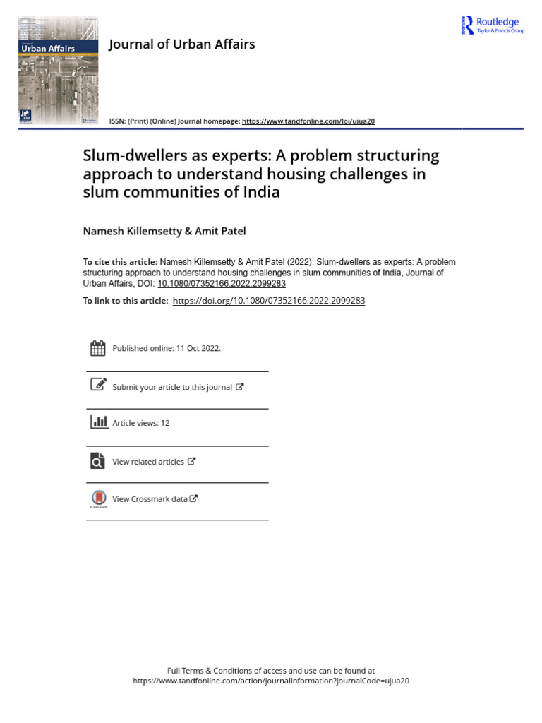 Slum Dwellers As Experts A Problem Structuring Approach To Understand ...