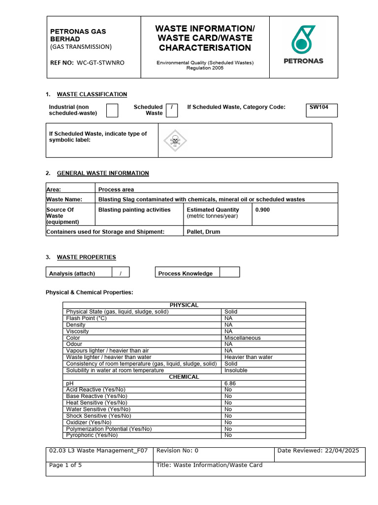 SW104 Scheduled Waste Management Guide | PDF | Sodium | Waste