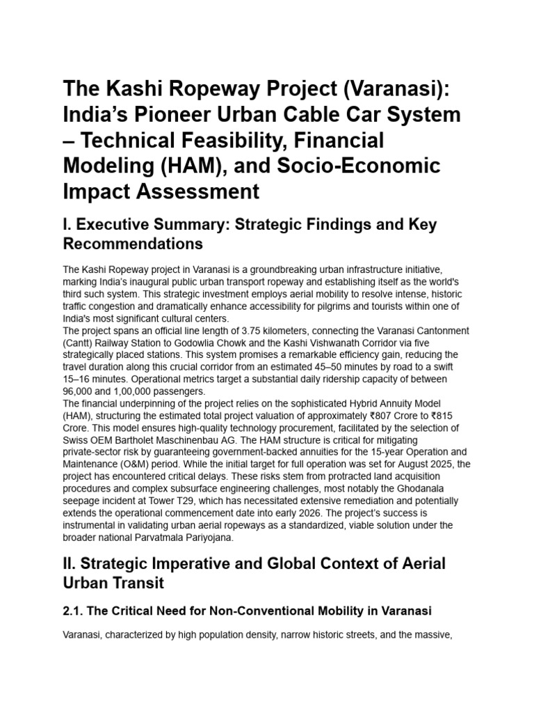 Varanasi Kashi Ropeway Project Overview | PDF | Public Transport ...