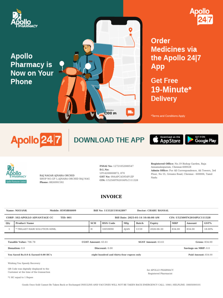Order Medicines via Apollo 24/7 App | PDF | Payments
