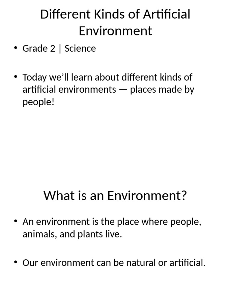Different Kinds of Artificial Environment | PDF