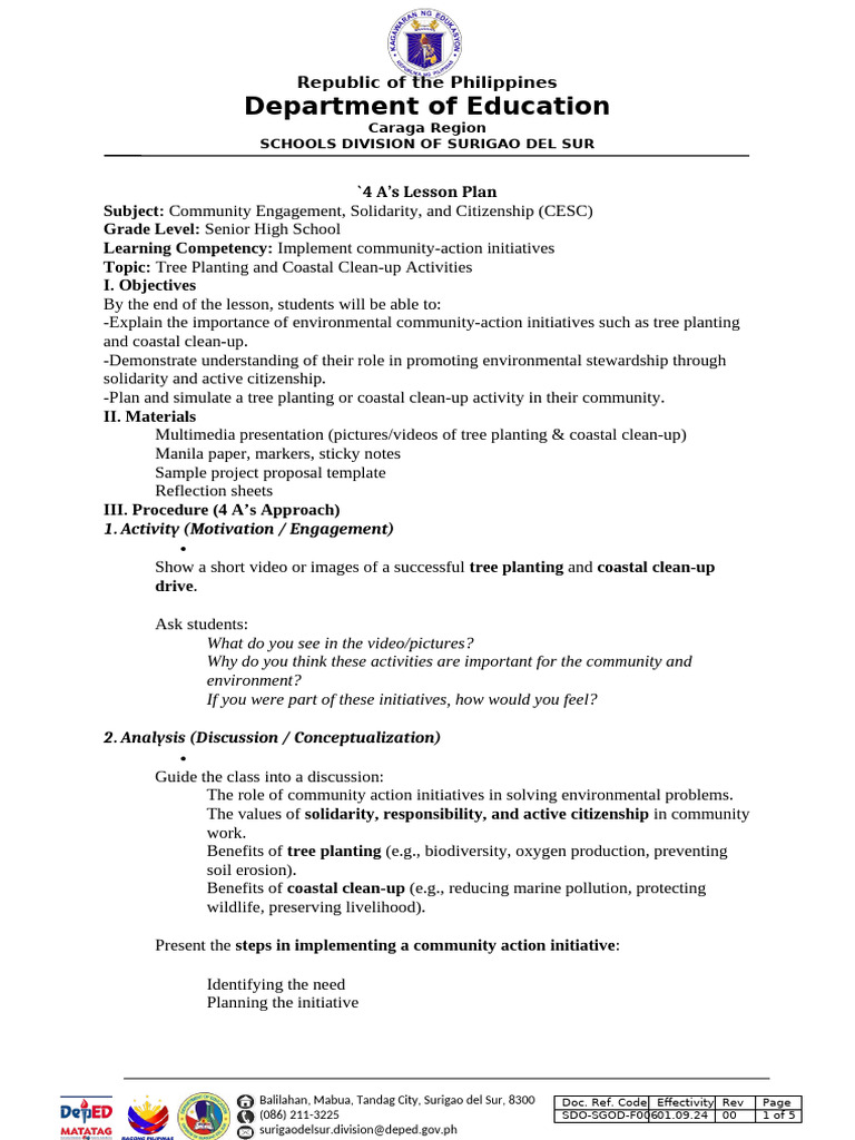 Community Engagement Lesson Plan | PDF | Lesson Plan