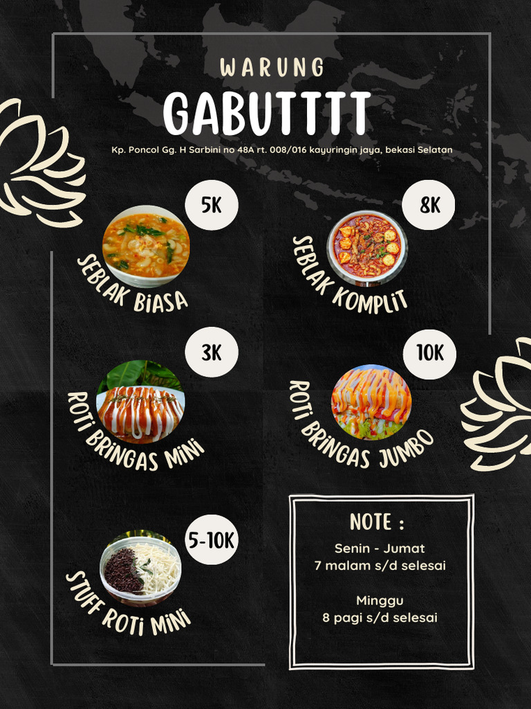 Hitam Putih Ilustrasi Sederhana Menu Rumah Makan Nusantara - 20240906 ...