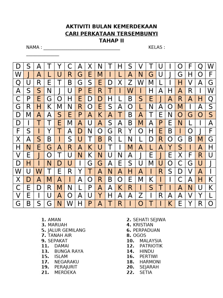 356450107 Cari Perkataan Tersembunyi | PDF