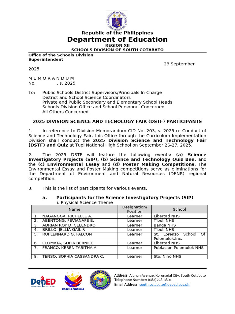 Draft 2025 DSTF Participants | PDF
