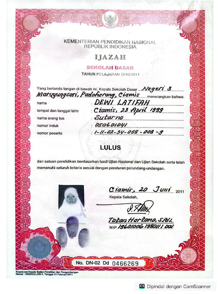 Ijazah SD Dewi Latifah_compressed | PDF