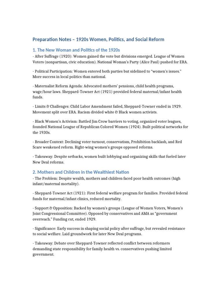 1920s Women Politics and Reform | PDF