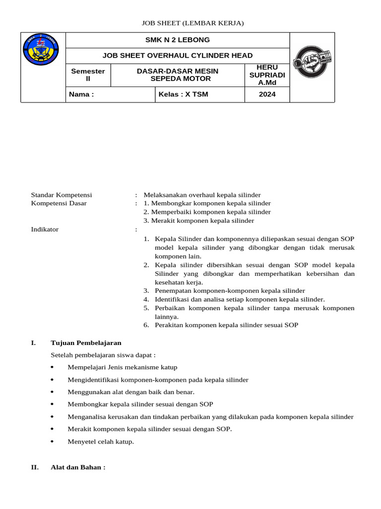Panduan Overhaul Kepala Silinder Motor | PDF
