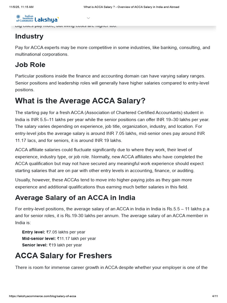 ACCA Salary Insights: India & Abroad | PDF | Cost Of Living | Salary